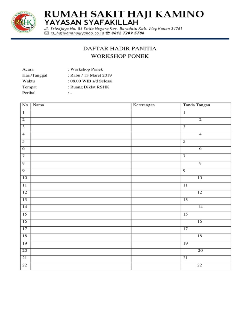 Daftar Hadir Panitia | PDF