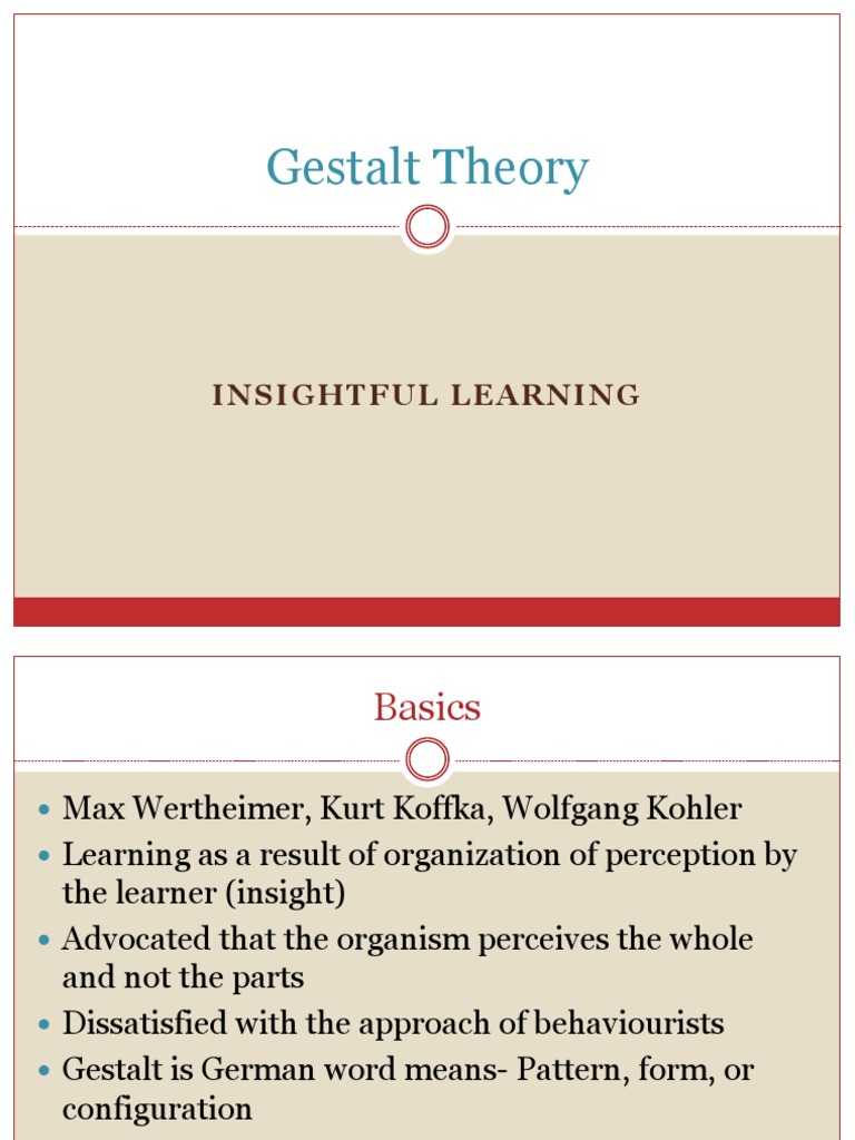 Gestalt Insight Learning | PDF | Insight | Perception