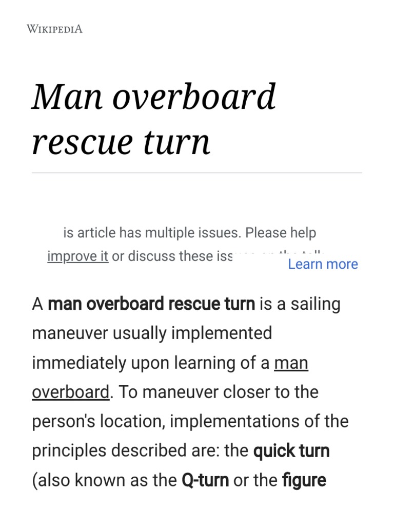 Man Overboard Rescue Turn - Wikipedia PDF | PDF | Water Transport | Ships