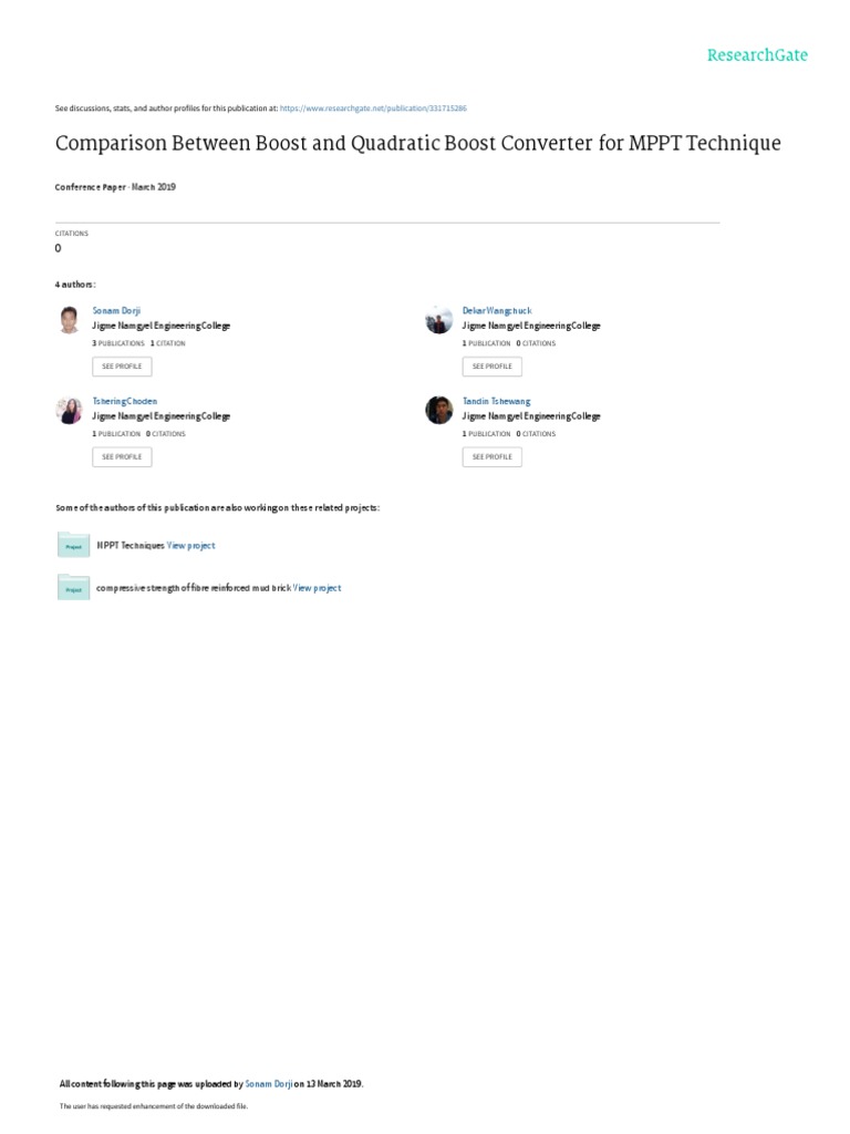 Comparison Between Boost and Quadratic Boost Converter For MPPT Technique | PDF | Photovoltaic ...