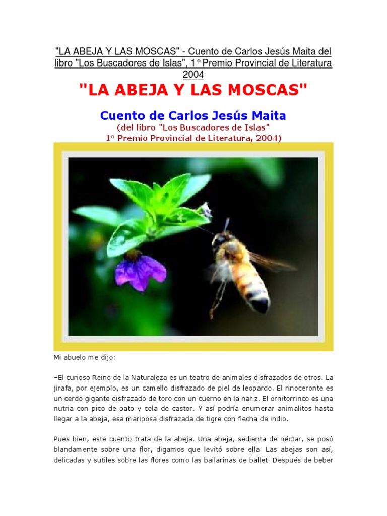 La abeja y las moscas: fábula moral | PDF | Abejas