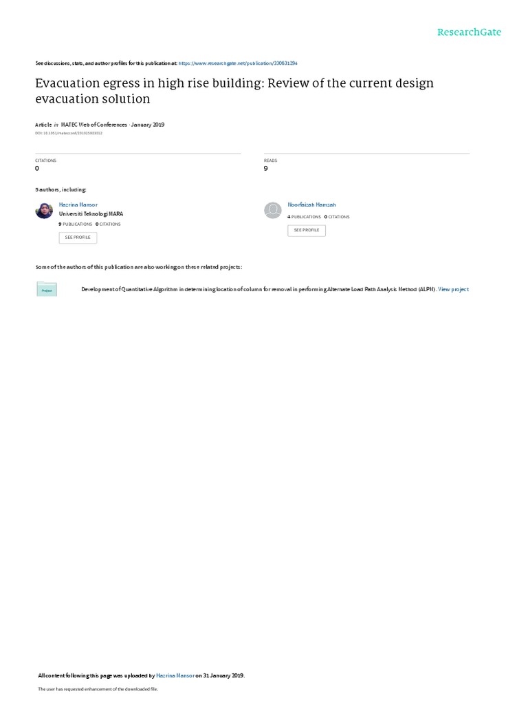 Evacuation Egress in High Rise Building: Review of The Current Design ...