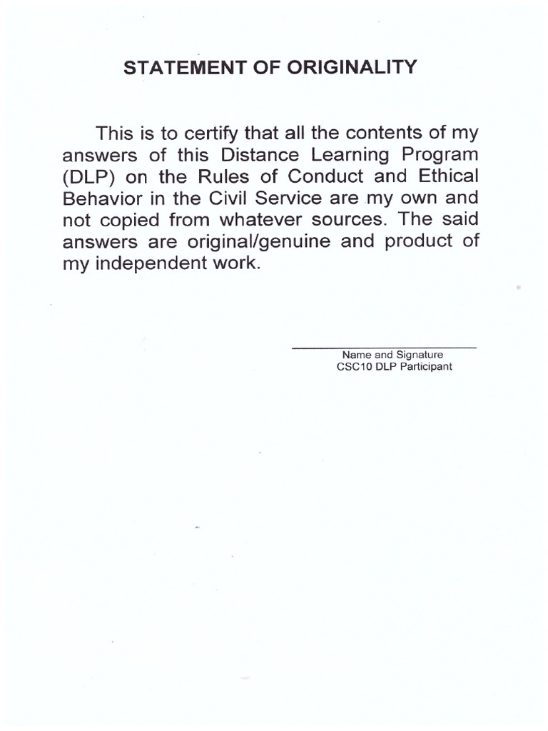 DLP Statement of Originality | PDF