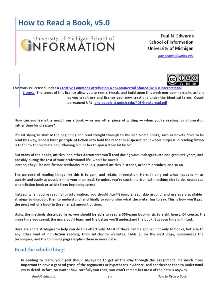 How To Read A Book | PDF | Books | Time