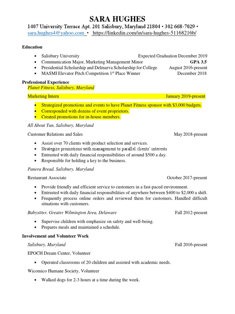 Hughes Sara Resume | PDF