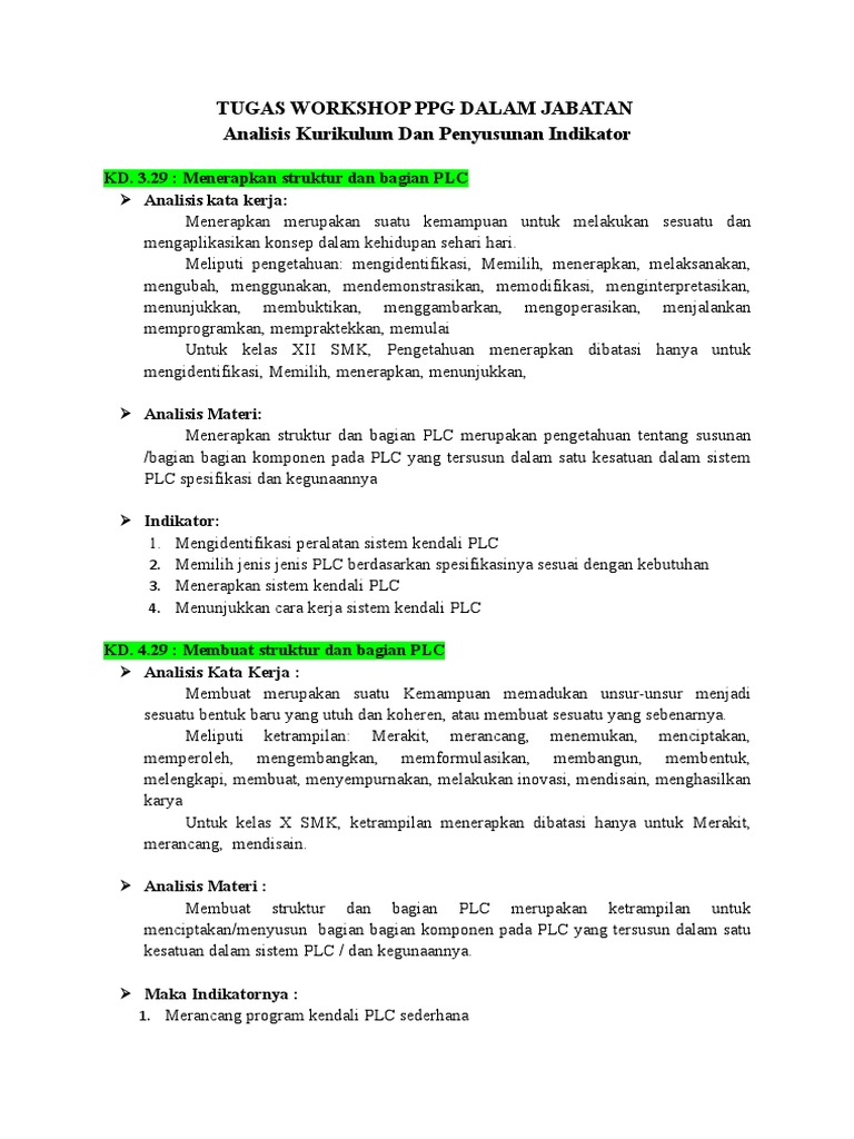 Analisis & Indikator PLC SMK | PDF | Bisnis