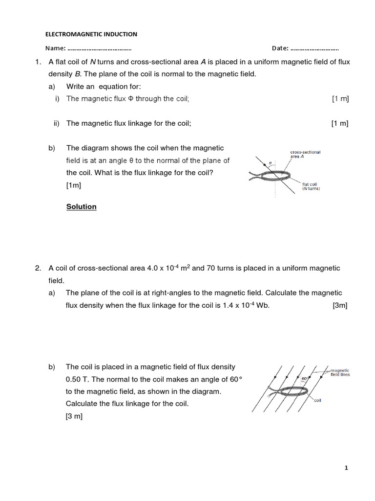 Electromagnetic Induction Problems | PDF | Magnetic Field ...