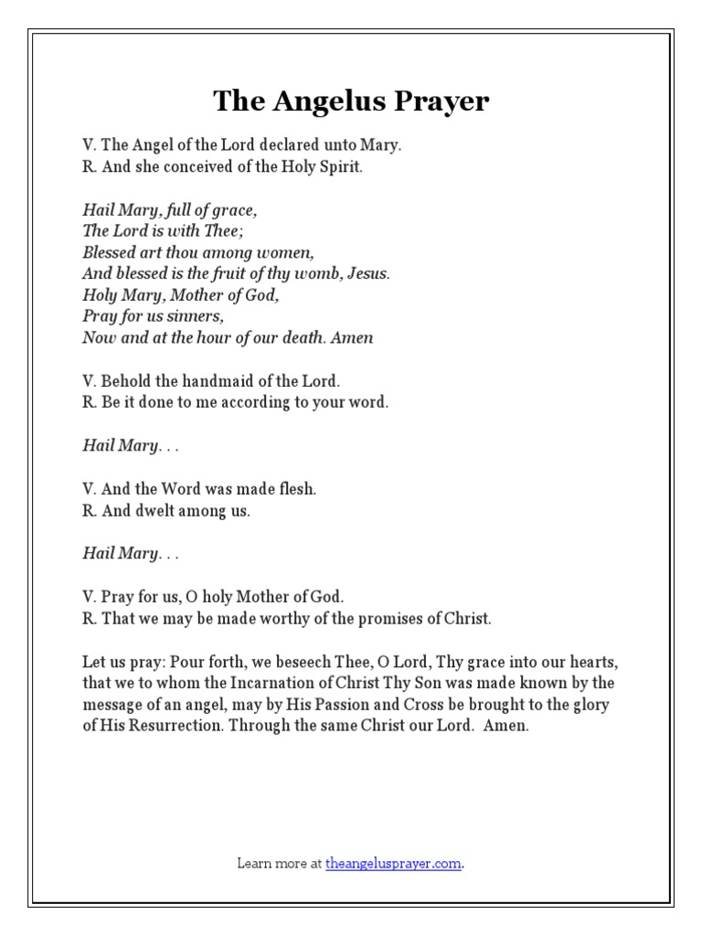 Angelus Prayer Handout | PDF