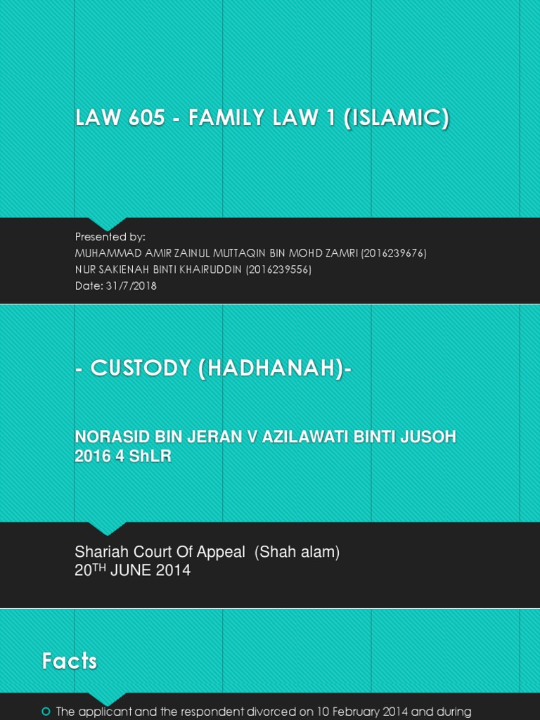 Hadhanah Case Presentation | PDF | Child Custody | Parent