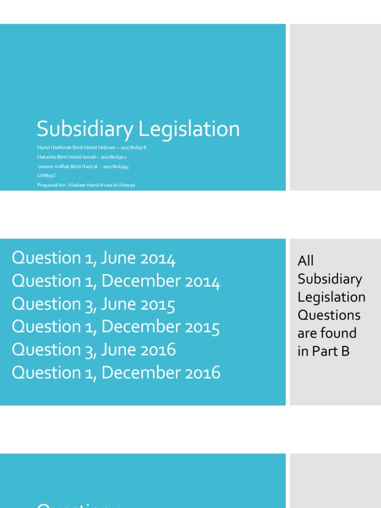 Subsidiary Legislation - Presentation Admin | PDF | Ex Post Facto Law ...