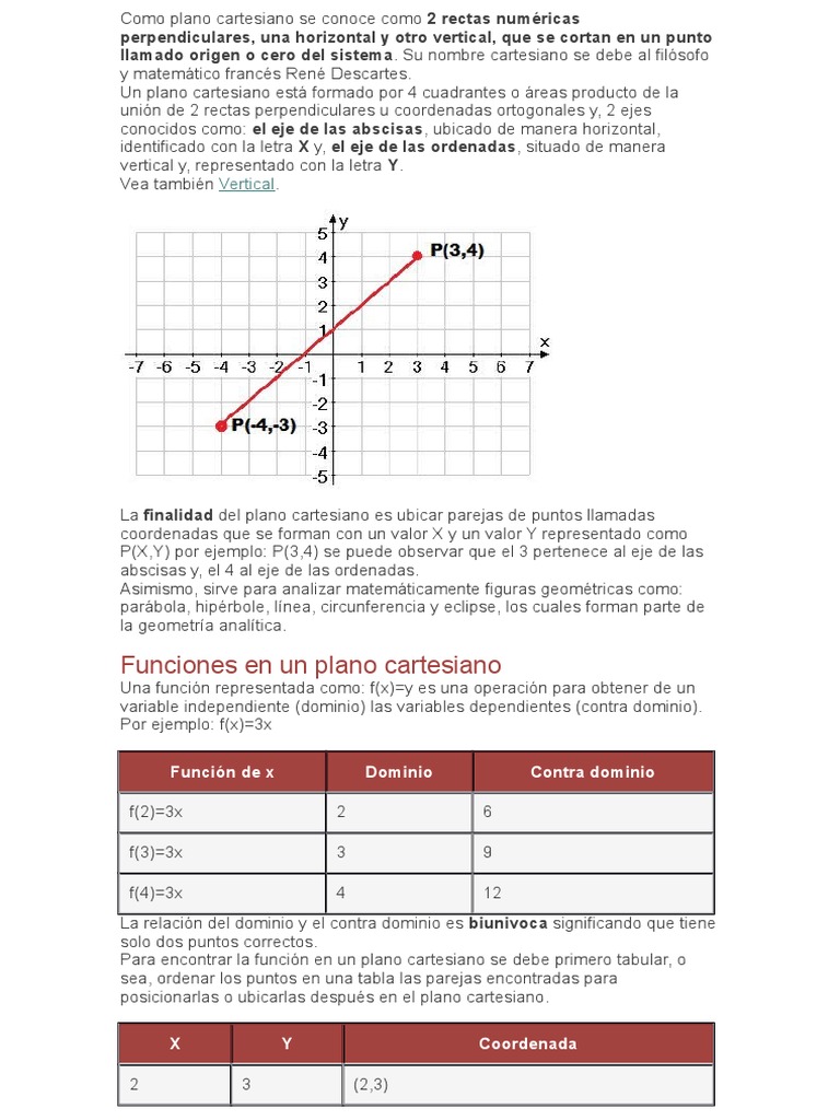 Ejercicios y conceptos del plano cartesiano | PDF | Sistema de ...