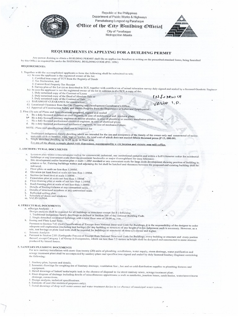 Building Permit Application Requirements | PDF