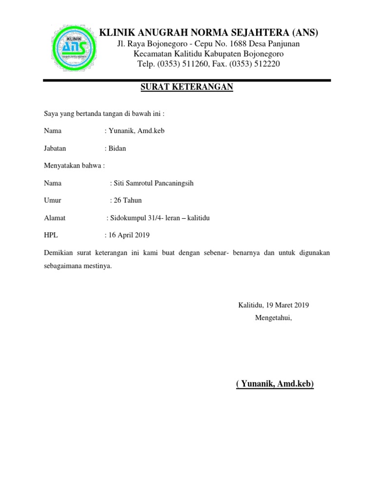 Contoh Surat Ijin Cuti | PDF