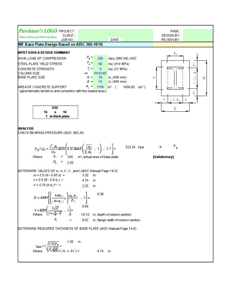 Design of a 1 Inch Thick Pipe Base Plate Based on AISC 360-10/16 ...