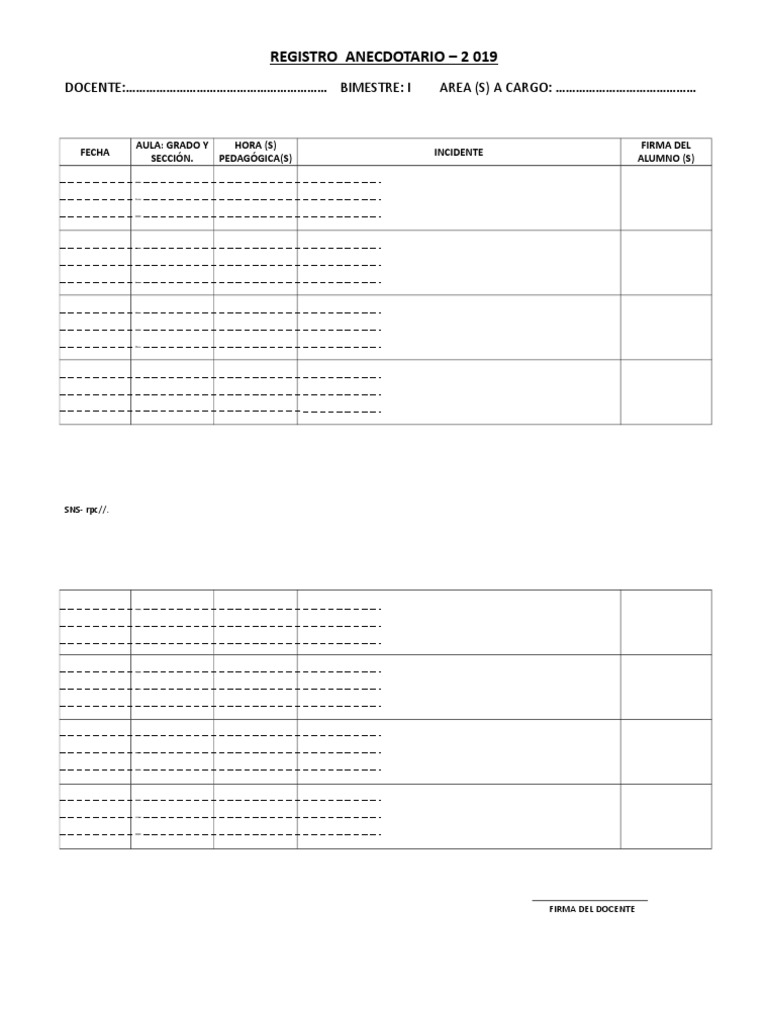 Registro Anecdótico Escolar 2019 | PDF