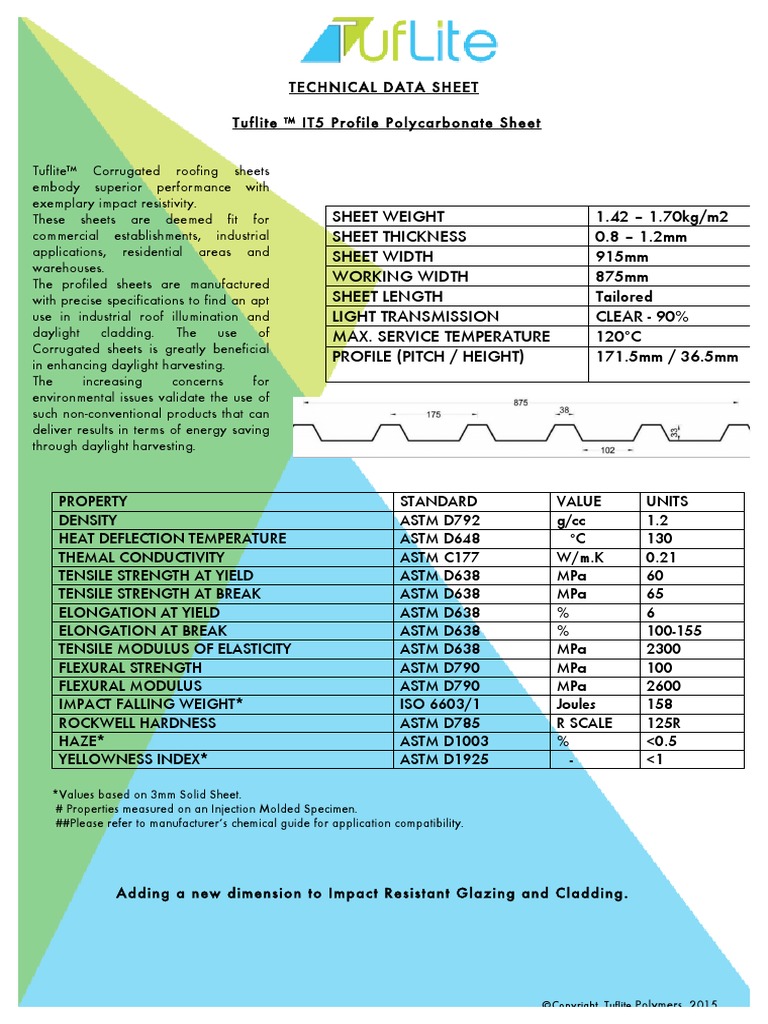 Polycarbonate Data Sheet | PDF | Ultimate Tensile Strength | Pascal (Unit)