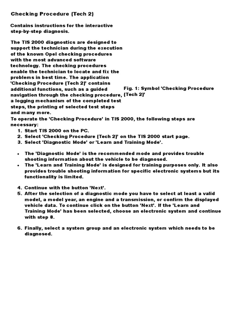 Checking Procedure (Tech 2) | PDF | Icon (Computing) | Medical Diagnosis