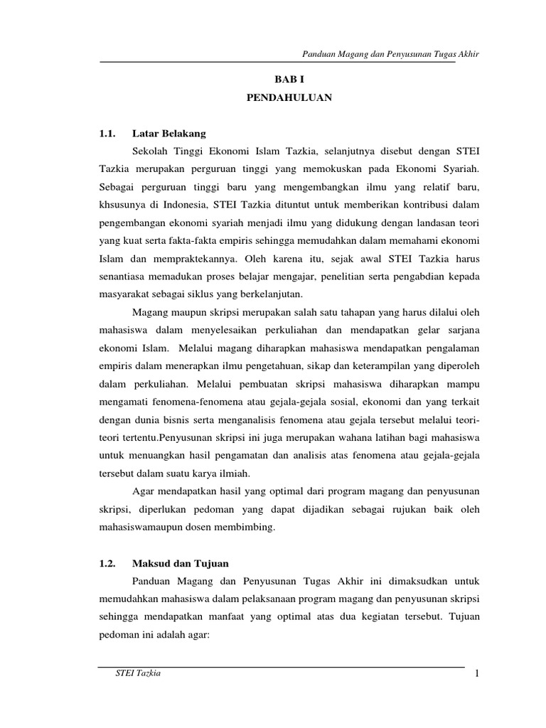 Buku Pedoman Magang Dan Skripsi STEI TAZKIA PDF | PDF