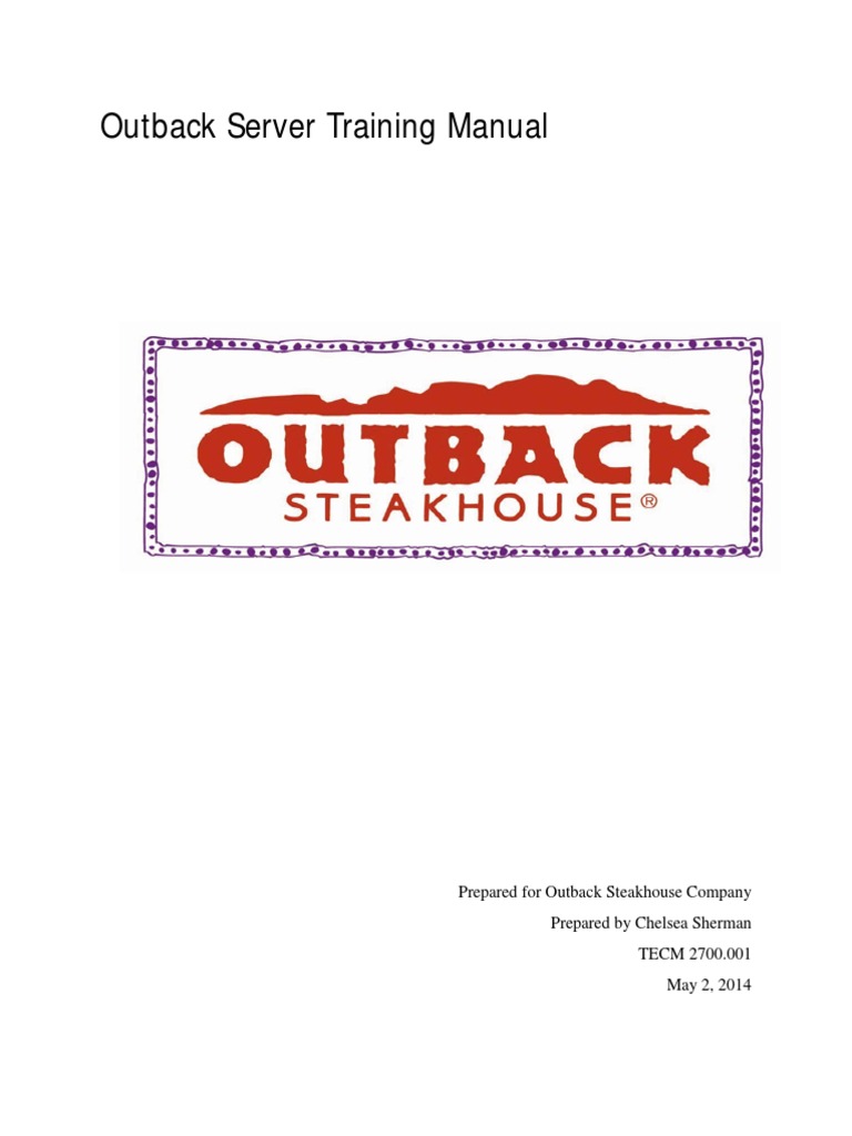 Outback Training Manual | PDF | Drink | Entrée
