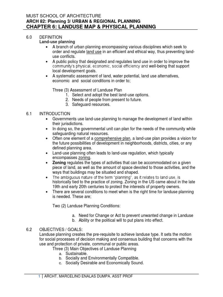 Chapter 6: Landuse Map & Physical Planning: Arch 82: Planning 3/ Urban ...