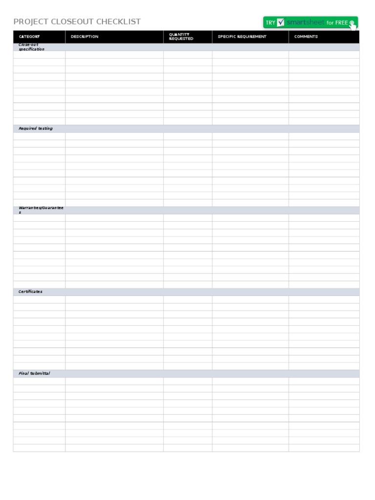 Project Closeout Checklist Guide | PDF