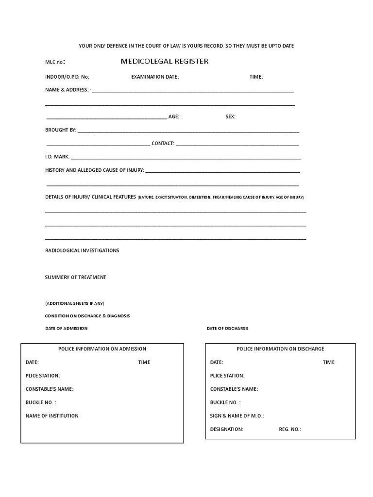 Medicolegal Register | PDF | Medicine | Medical Specialties