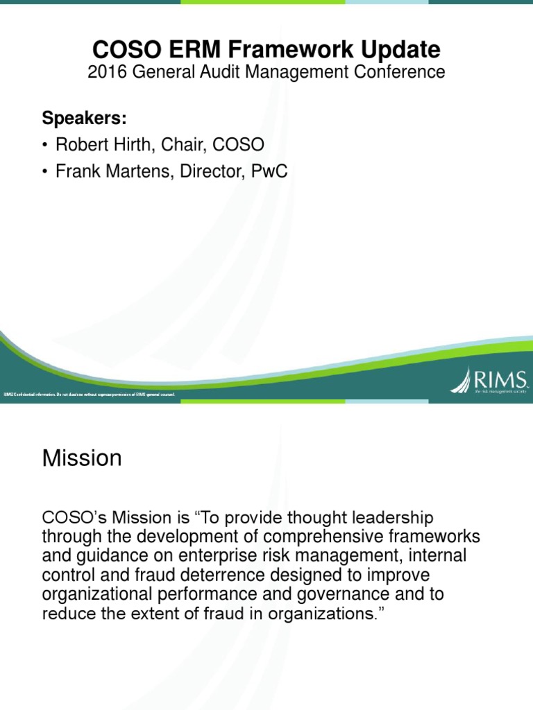 Updating the COSO ERM Framework: An Overview of the Project to Enhance ...