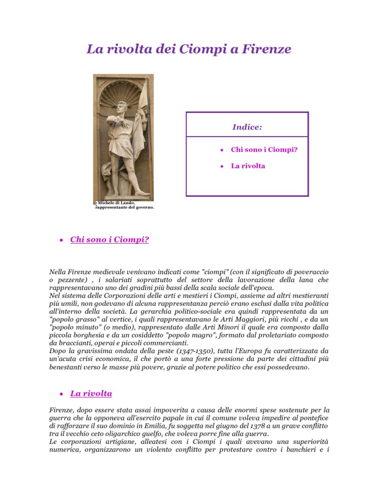 La Rivolta Dei Ciompi a Firenze