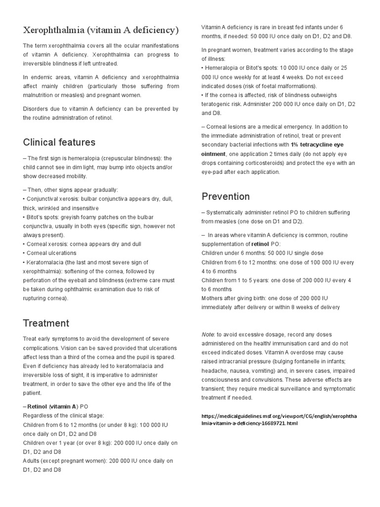 Xerophthalmia | PDF | Vitamin A | Dose (Biochemistry)
