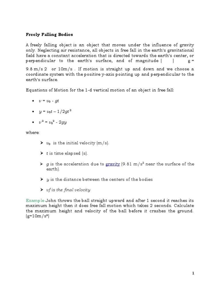 Understanding Free Fall and Projectile Motion | PDF | Rotation Around A ...