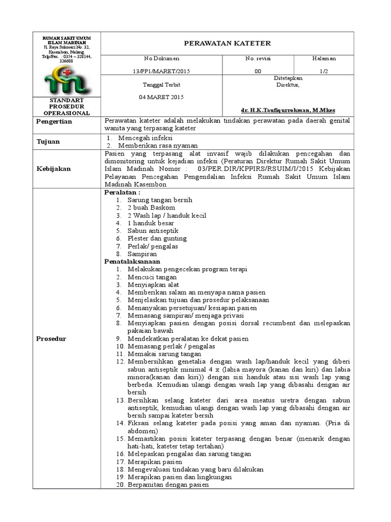 SOP Perawatan Kateter | PDF