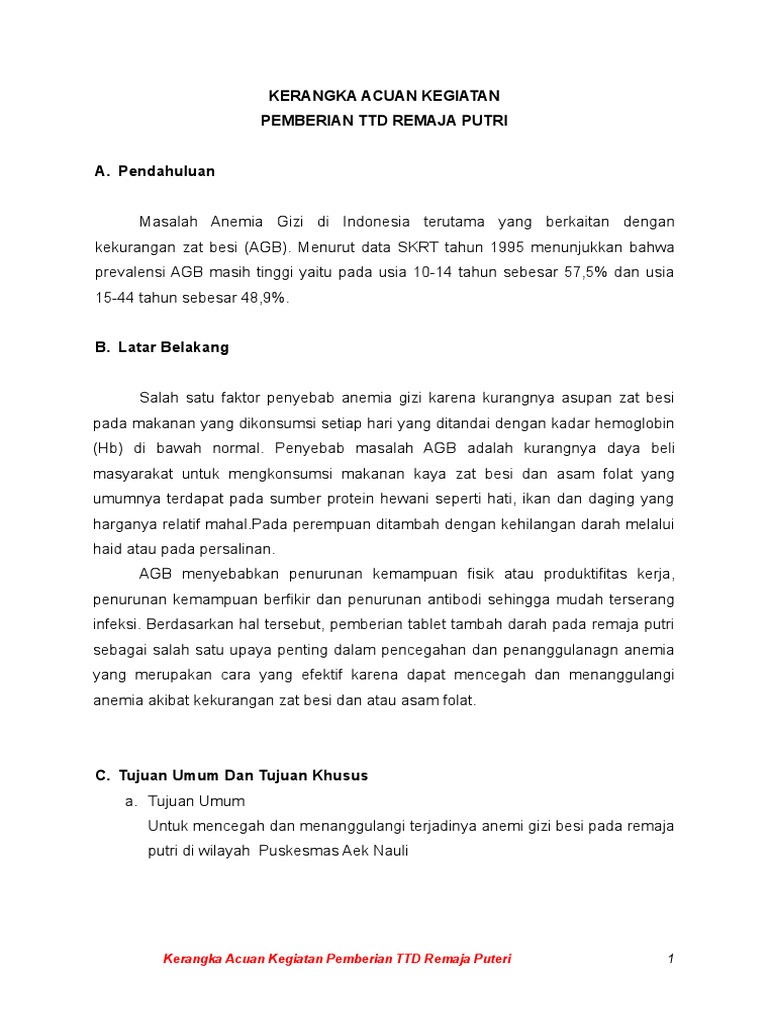 Kak Pemberian TTD Remaja Putri | PDF
