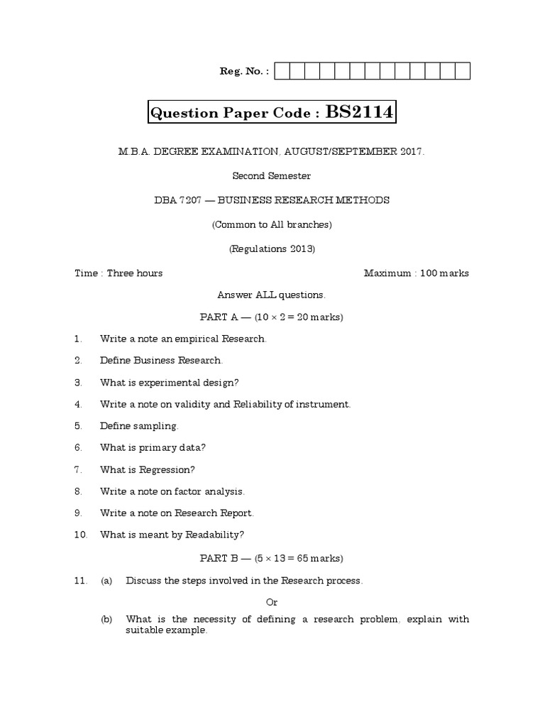 BRM Model Question Papers PDF | PDF | Research Methods | Scientific Method