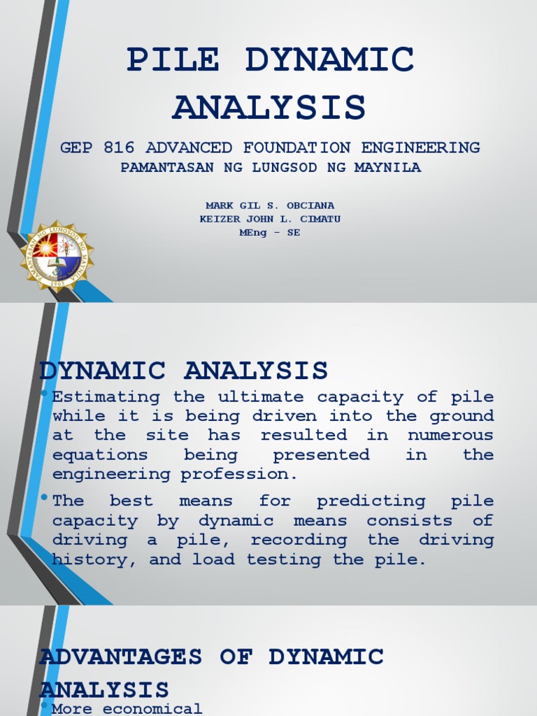 Pile Dynamic Analysis | PDF | Deep Foundation | Wave Equation