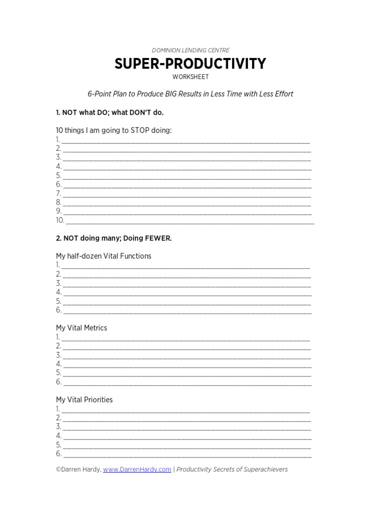 Super Productivity Worksheet | PDF | Business