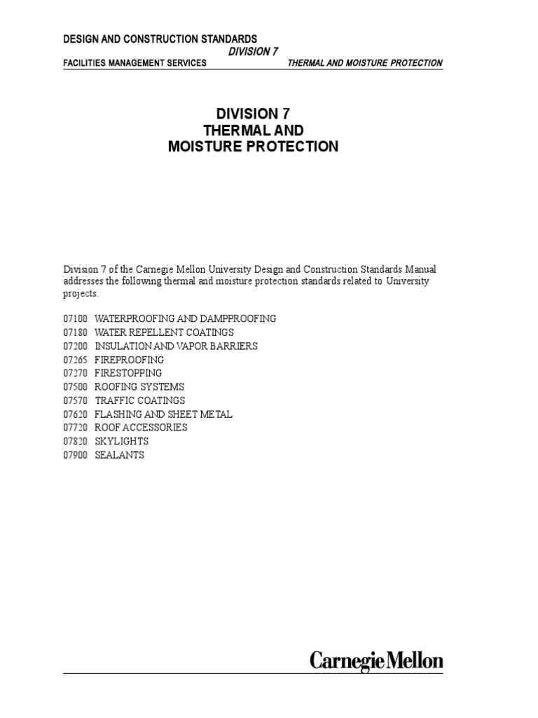 Division 7 Thermal and Moisture Protection | PDF | Roof | Building ...