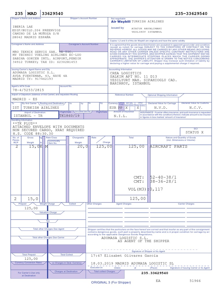 AWB 235-33629540 shipping docs.pdf | Service Industries | Trade