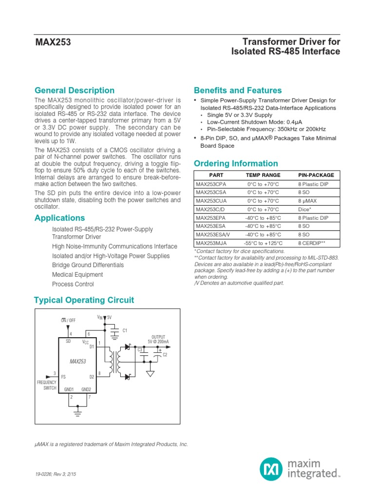 Max 253 | PDF | Power Supply | Transformer