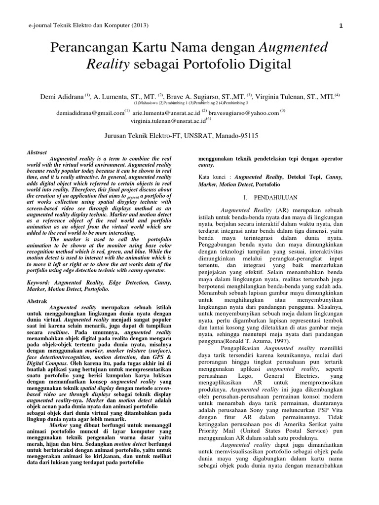 Kartu Nama AR untuk Portofolio Digital | PDF | Komputer