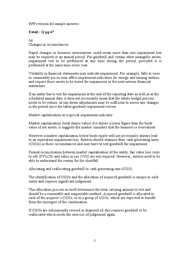 BPP Revision Kit Sample Answers 1 | PDF | Discounted Cash Flow ...