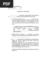 Affidavit Complaint For E-Libel Format | PDF | Defamation | Justice