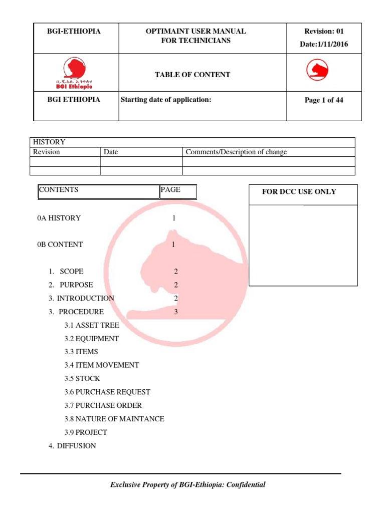 BGI-Ethiopia OptiMaint User Manual | PDF | Invoice | Business