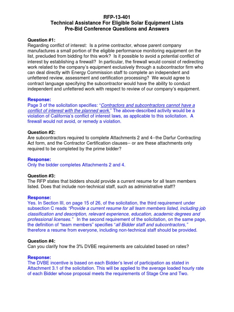 RFP-13-401 Technical Assistance For Eligible Solar Equipment Lists Pre ...