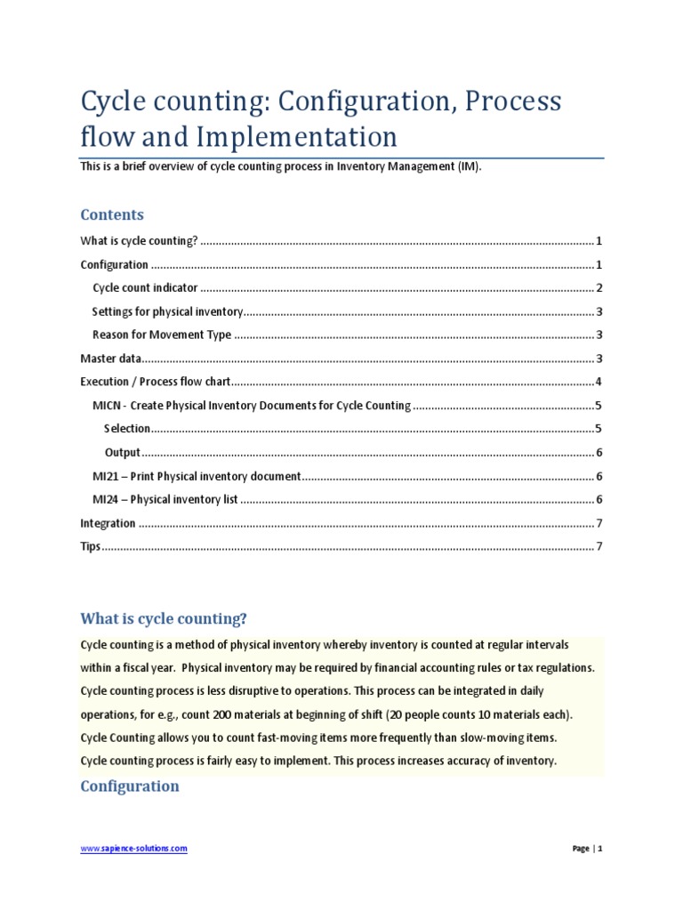 Cycle Counting: Configuration, Process Flow and Implementation | PDF | Inventory | Business