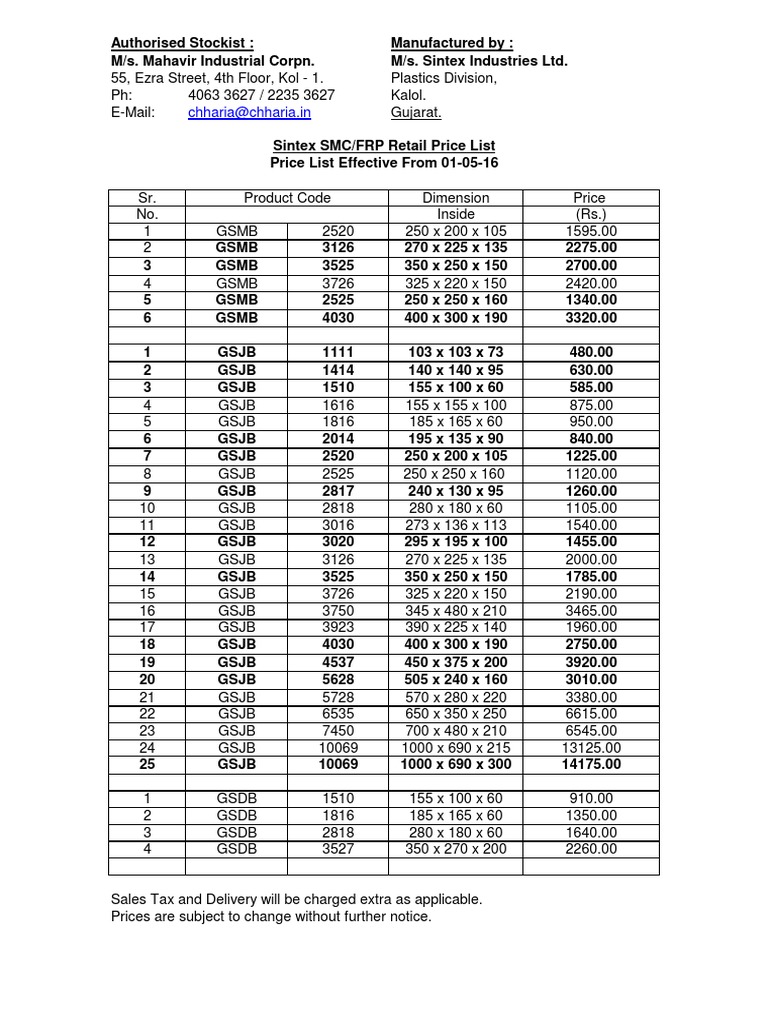 Price List Sintax | PDF | Government Finances | Taxes