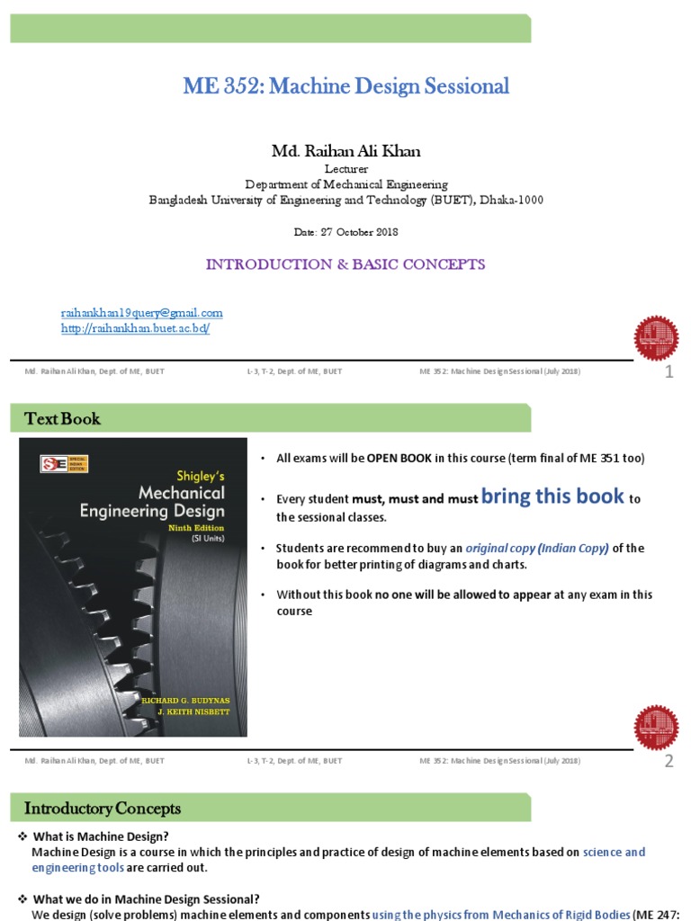 ME 352 - Introduction and Basic Concepts | PDF | Strength Of Materials ...