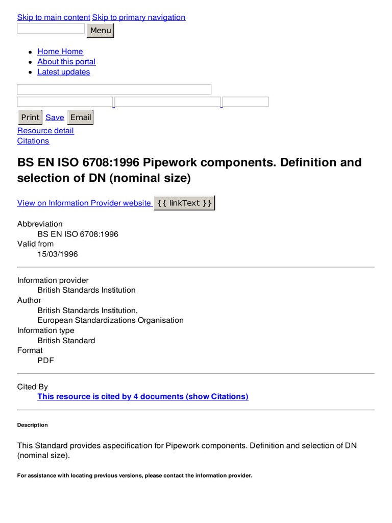 Bs en Iso 67081996 5796 | PDF | Pipe (Fluid Conveyance) | Specification ...