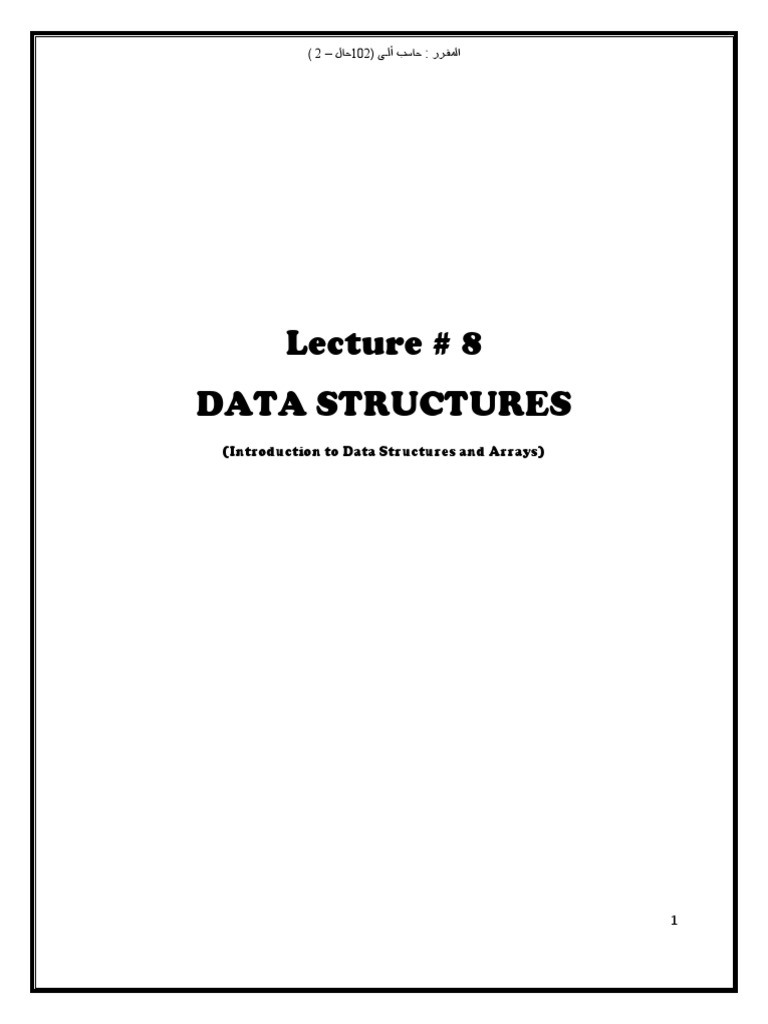 Lecture 8 Pdf Pdf Array Data Type Array Data Structure