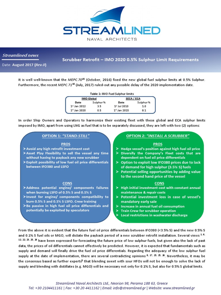 Scrubber Retrofit - IMO 2020 0.5% Sulphur Limit Requirements | PDF ...