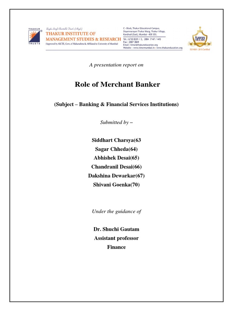 Role of Merchant Banker in Word | PDF | Initial Public Offering | Stocks